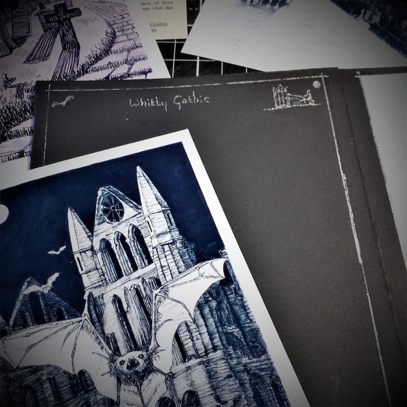 A5 Gothic Bat Greetings Card. 'guardians of the Abbey' - Etsy