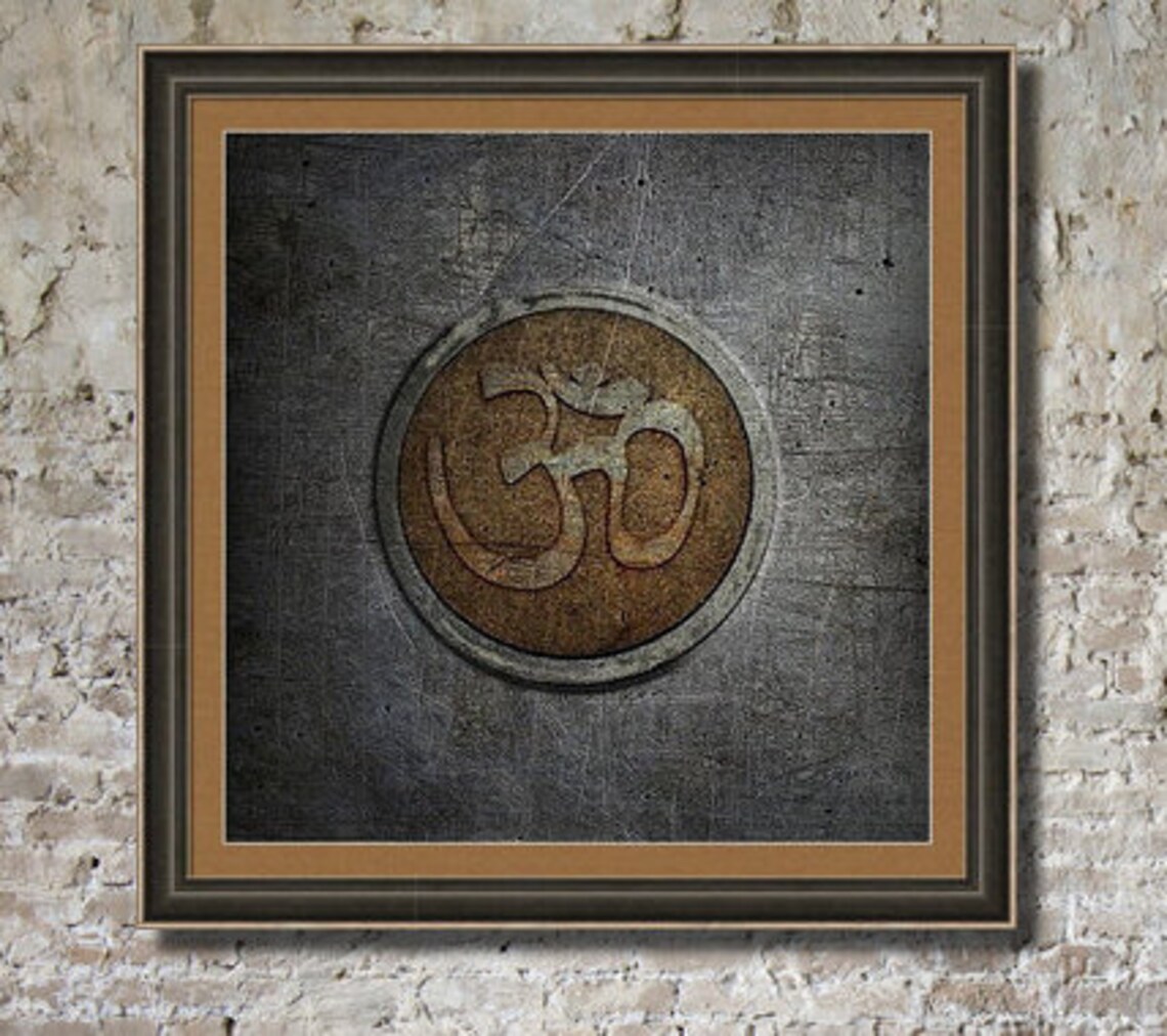 Golden Ohm Sign on Distressed Stone Museum-quality Art Print | Etsy