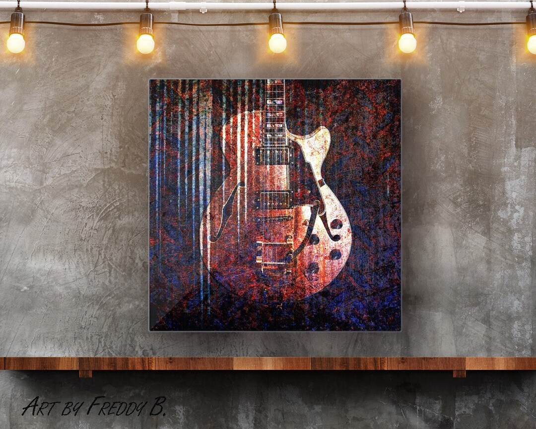 Electric Guitar Metal Wall Art: Grunge Music Room Decor - Etsy