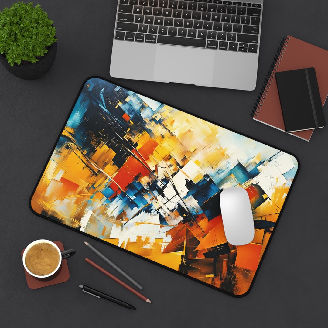 Modern Art Themed Neoprene Desk Mat, Urban Maelstrom Print on Desk ...
