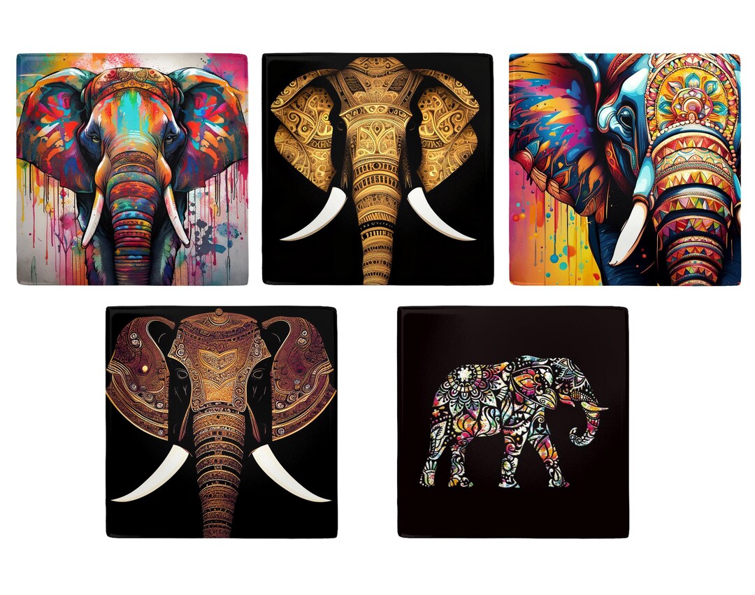 Set of 5 Metal Magnets, the Elephant Collection, Fridge Magnets and ...