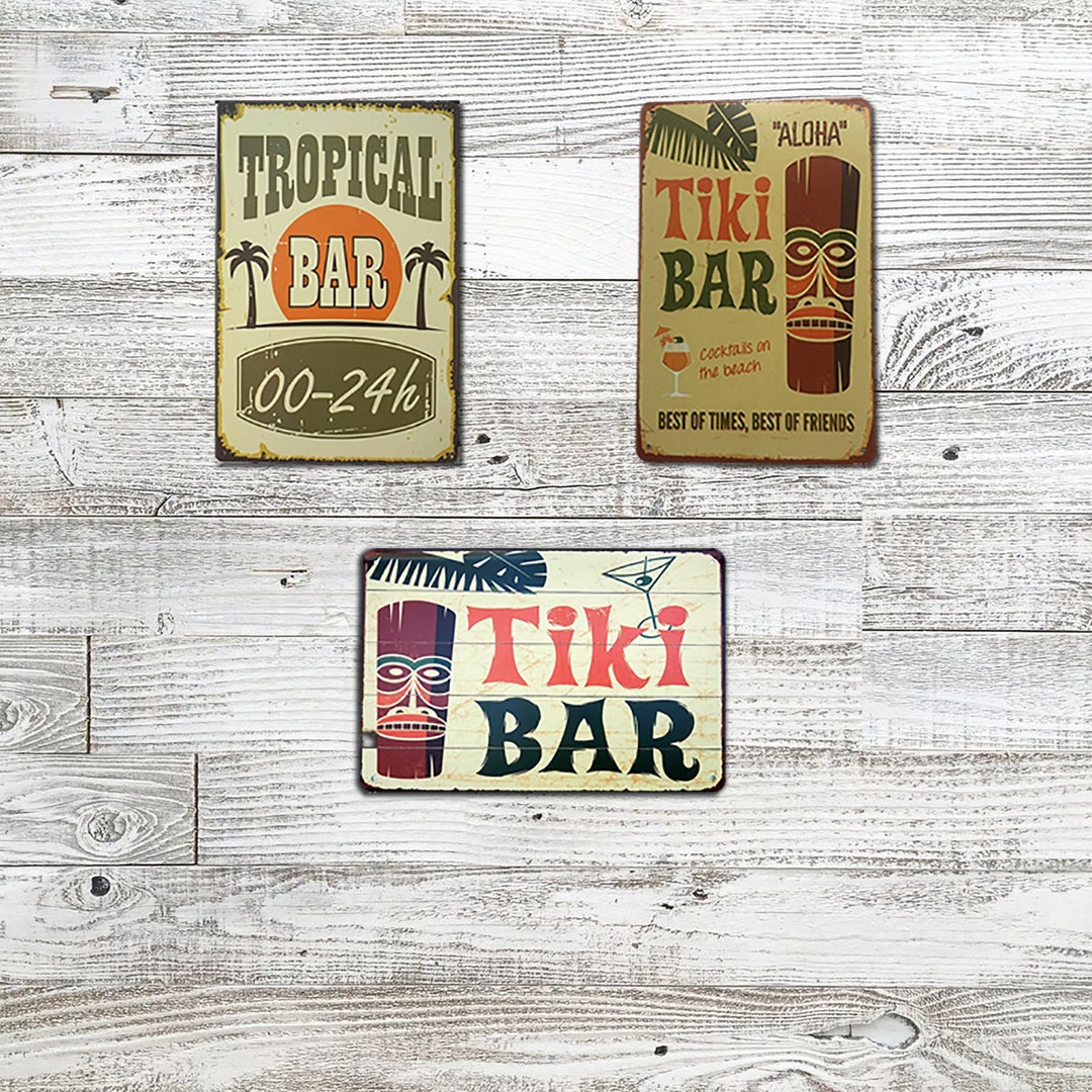 Tiki Bar, Man Cave and Beach House Decoration, Set of 3 Tiki Bar Themed ...