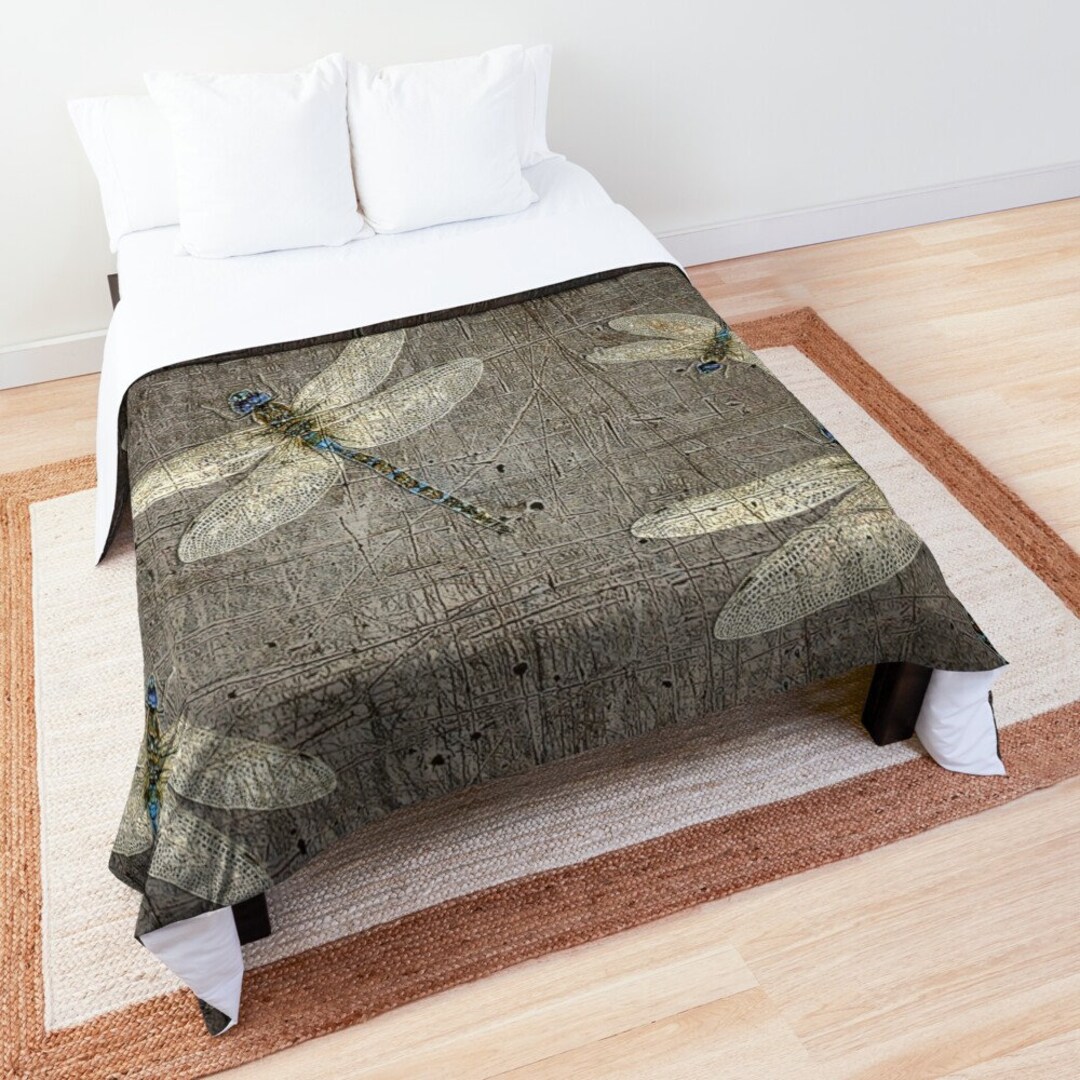 Dragonfly Themed Bedding Flight of Dragonflies on Distressed - Etsy UK