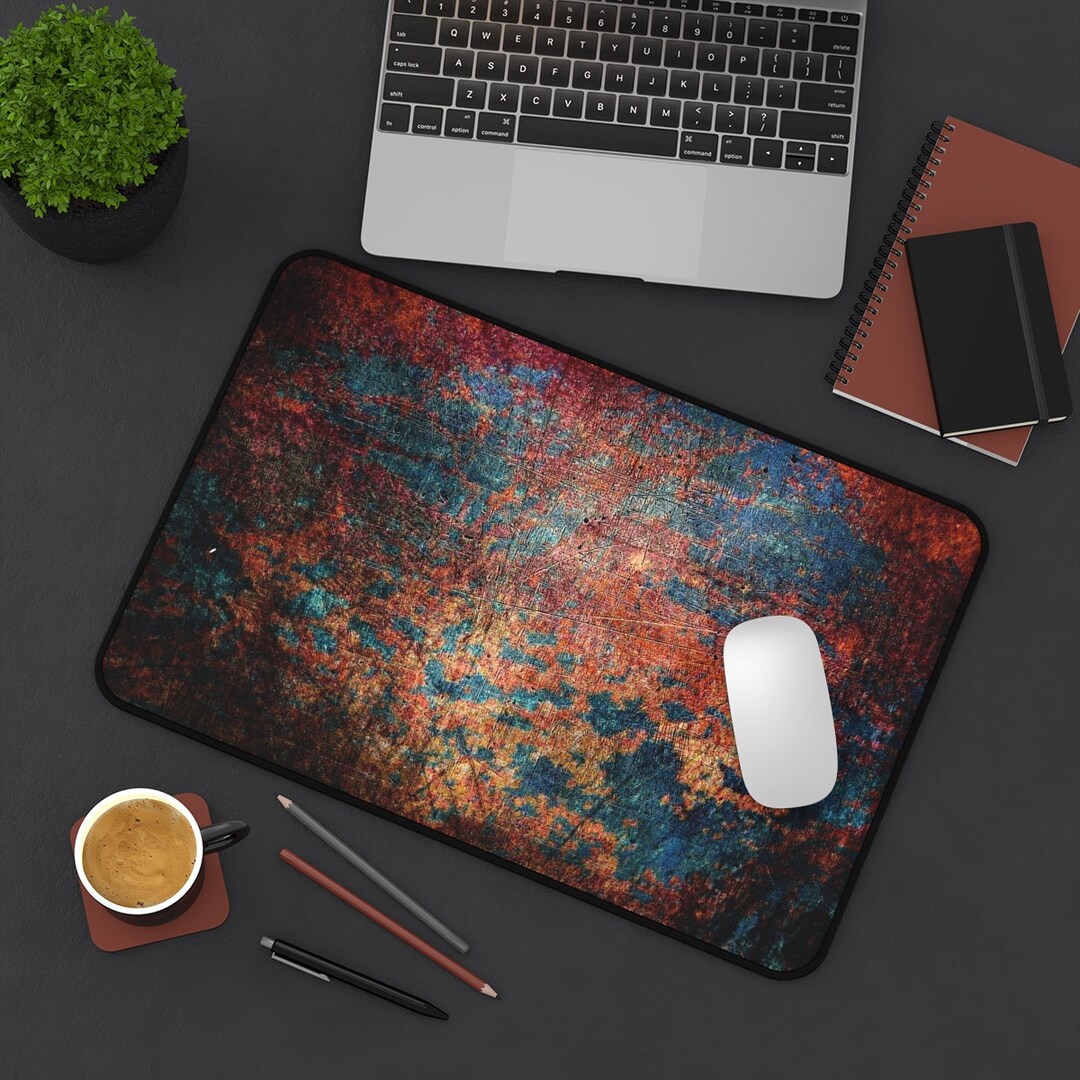 Modern Art Themed Desk Accessories Rust on Metal Print on Neoprene Desk ...