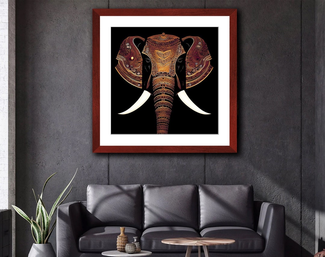 Elephant Themed Framed Wall Art Print Indian Elephant Head - Etsy