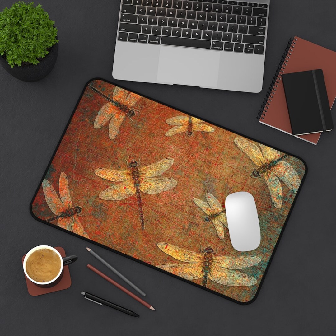 Dragonfly Themed Desk Mat and Laptop Accessories, Flight of Dragonflies ...