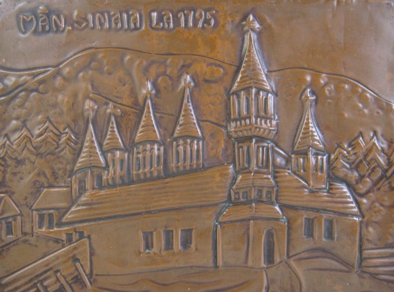 Vintage Romanian Copper Relief Wall Plaque Depicting Sinaia | Etsy