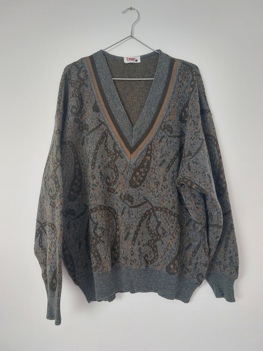 Vintage Retro Sweater, 80s Knitwear, Unisex Jumper, Knit Pullover ...