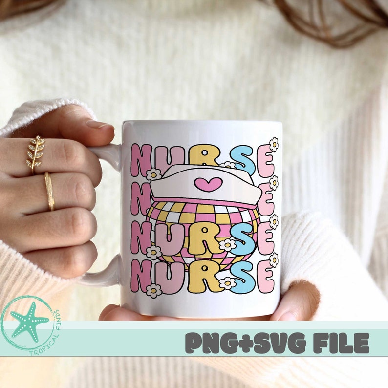 Nurse Cartoon PNG ,70s Style Nurse SVG, Disco Ball,retro Healthcare ...