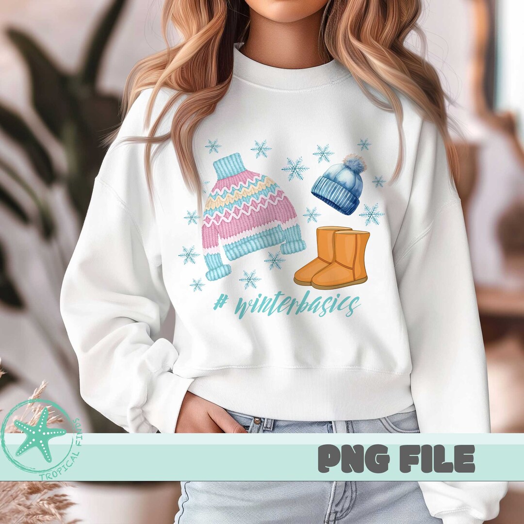 Winter Basics PNG, Cozy Sweater Clipart, Snow Boots Illustration ...