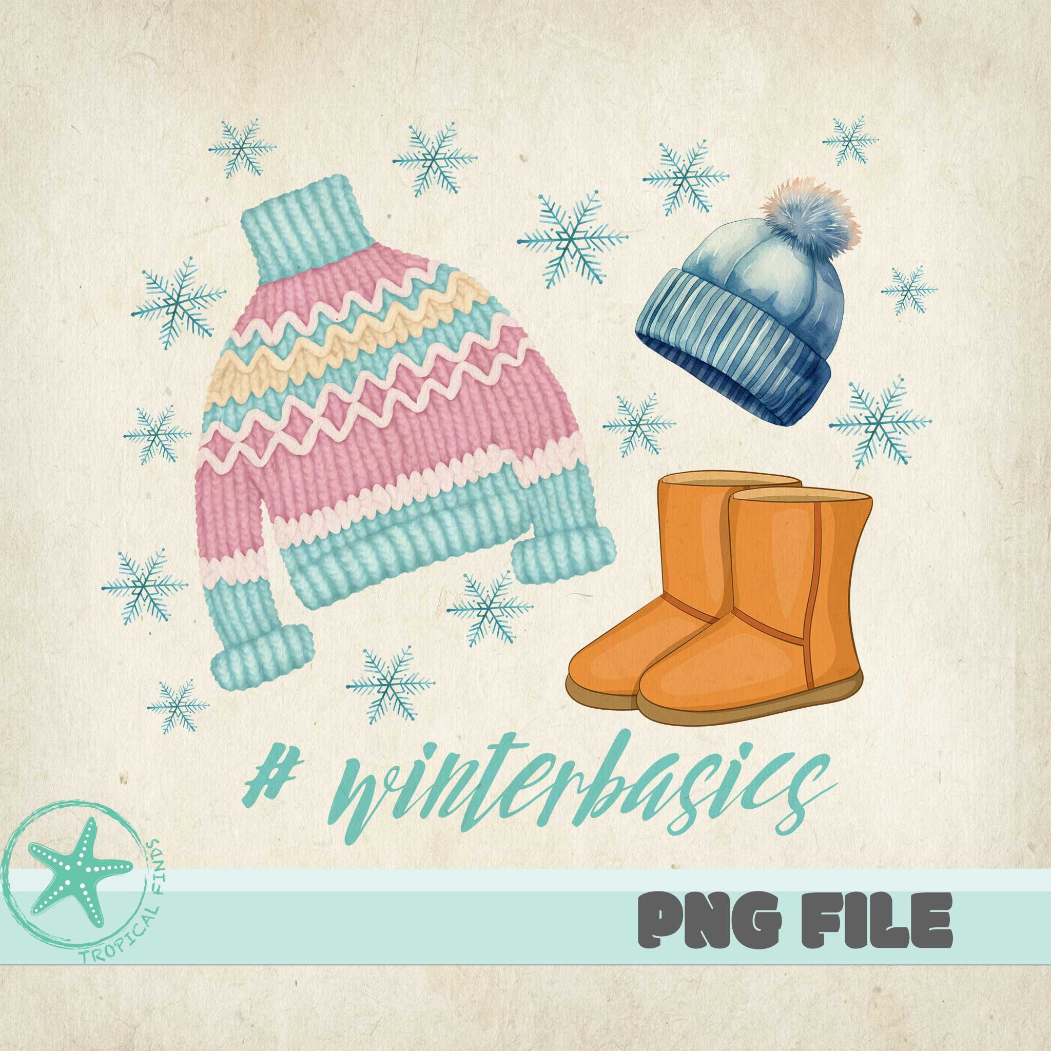 Winter Basics PNG, Cozy Sweater Clipart, Snow Boots Illustration ...