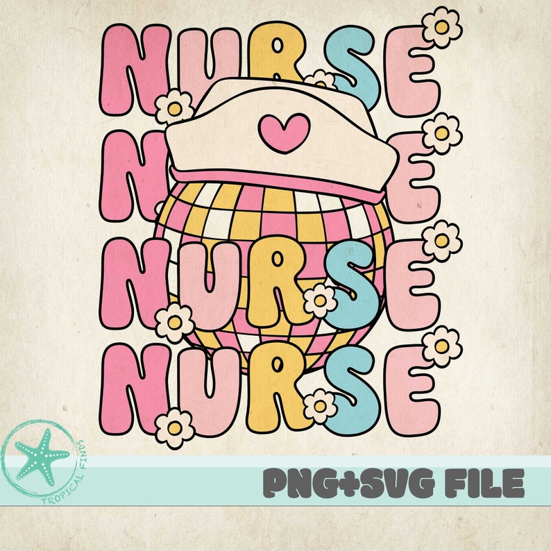 Nurse Cartoon PNG ,70s Style Nurse SVG, Disco Ball,retro Healthcare ...