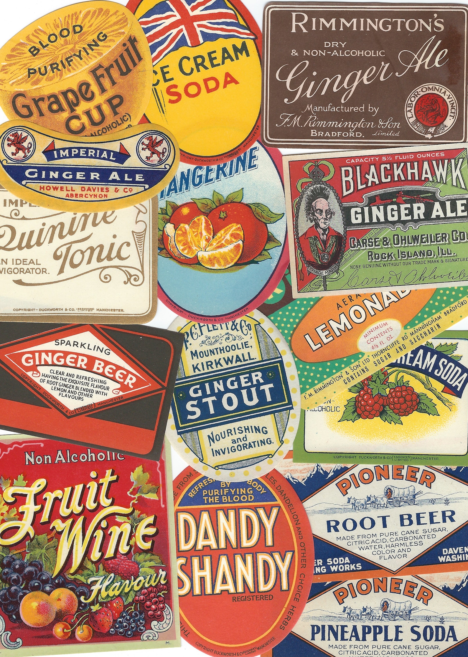 15 Vintage SODA POP Labels - Litho Great Graphics, Unused Stock 1930's ...
