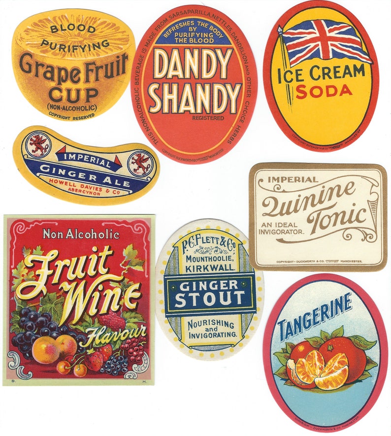 15 Vintage SODA POP Labels - Litho Great Graphics, Unused Stock 1930's ...