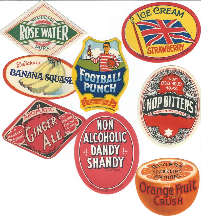 16 Vintage SODA POP Labels - Litho Great Graphics, Unused Stock 1930's ...