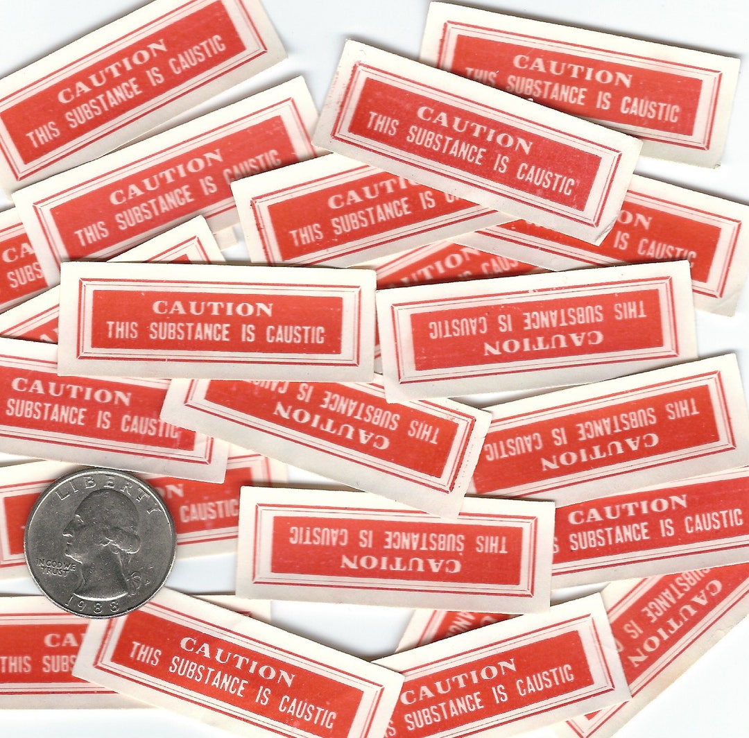 8 CAUTION Caustic Antique Pharmacy Apothecary Bottle Labels Jar Label ...