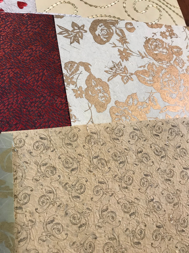 10 Metallic Shiny Hand Crafted Specialty Art Printed Papers | Etsy