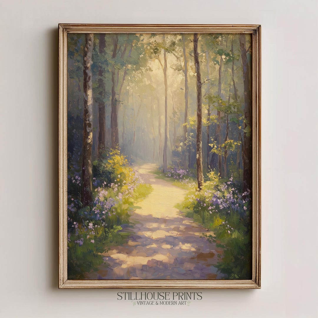 Dreamy Forest Path Printable - Impressionist Landscape Art, Tranquil ...