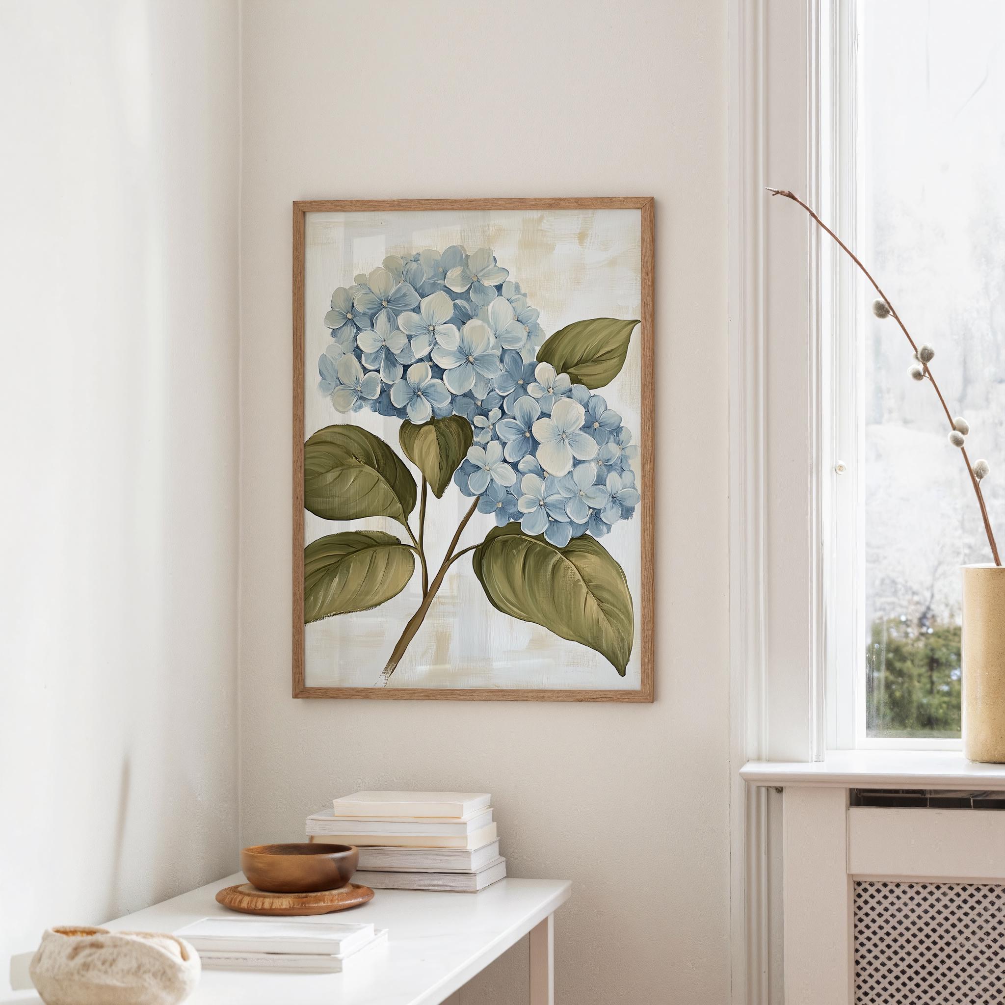 Blue Hydrangea Prints Set, Printable Botanical Wall Art ...