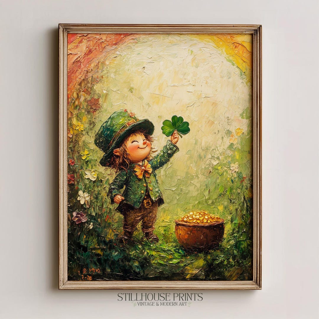St Patrick's Day Decor, Printable Leprechaun Painting - Cherished Luck ...