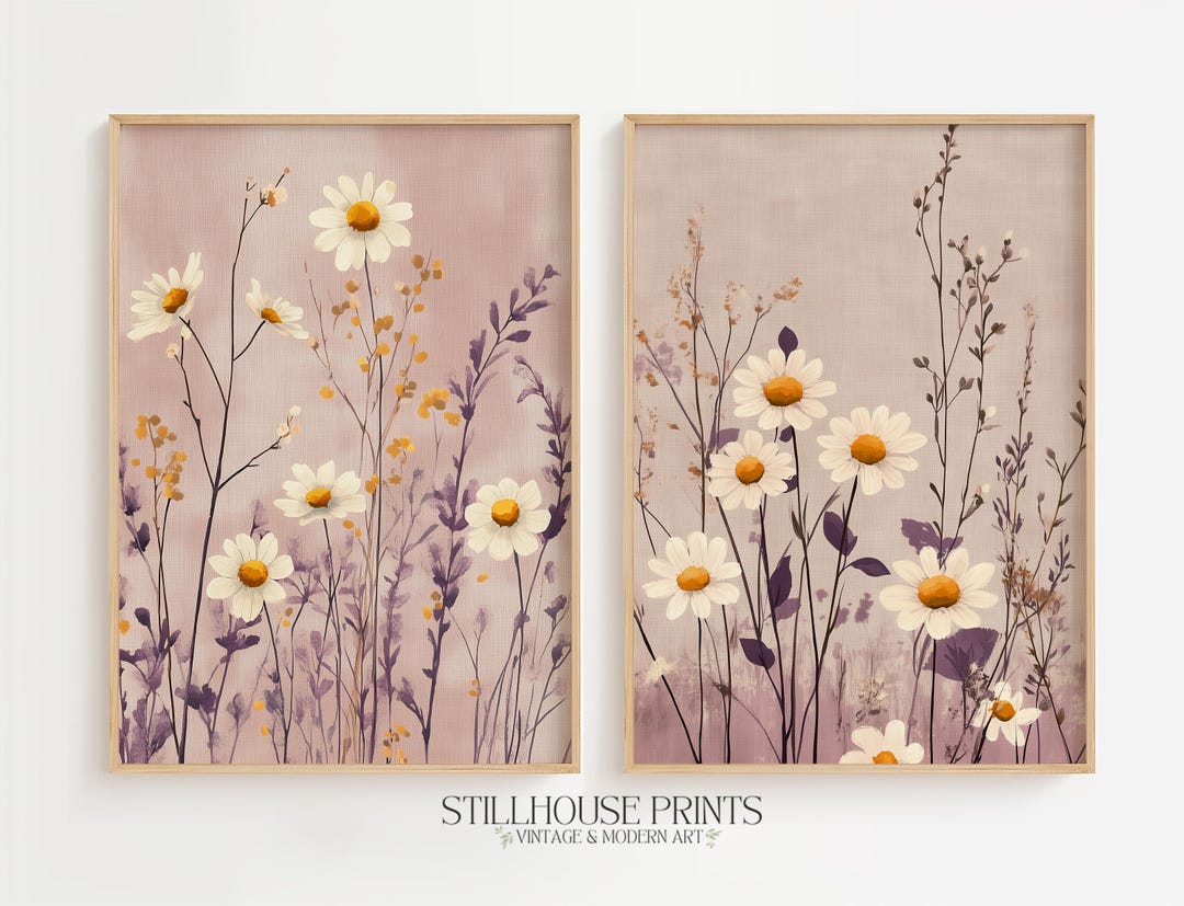 Floral Print Bundle for Home Decor, Vintage Botanical Wall Art, Muted ...