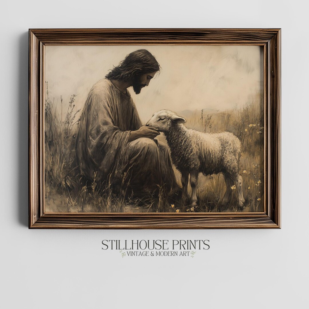 Rustic Jesus the Good Shepherd - Printable Vintage Art, Christian Wall ...