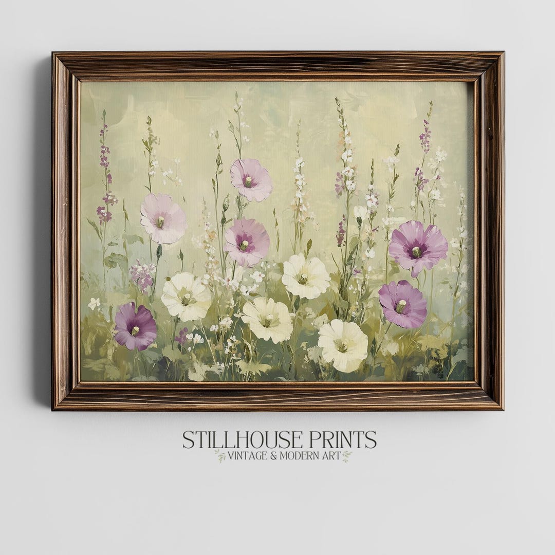 Rustic Cottagecore Meadow Flowers Painting - Spring Printable Wall Art ...