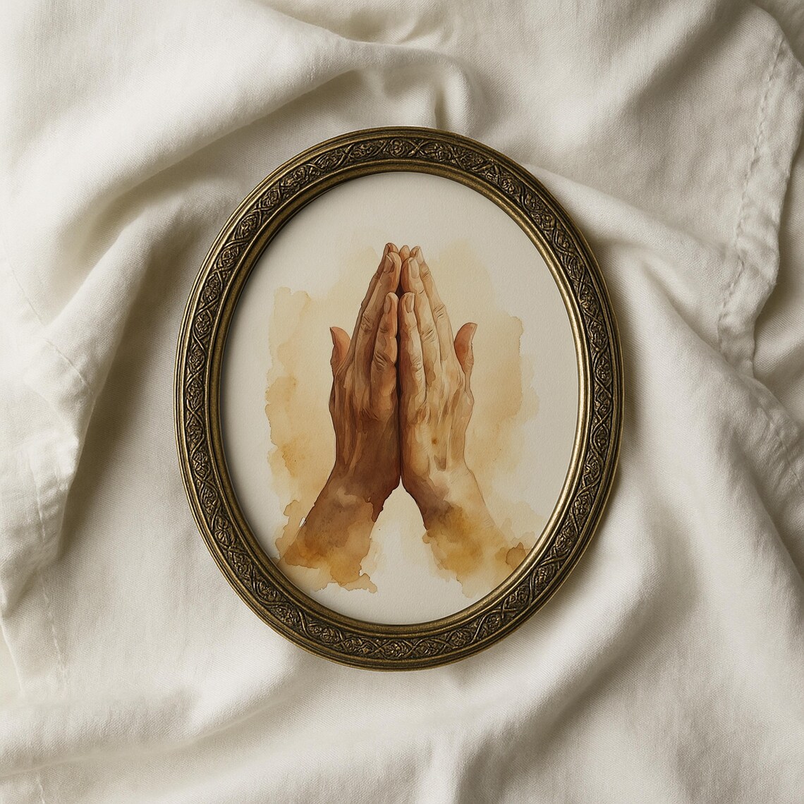 Christian Art Print of Praying Hands - Minimalist Watercolor Painting ...