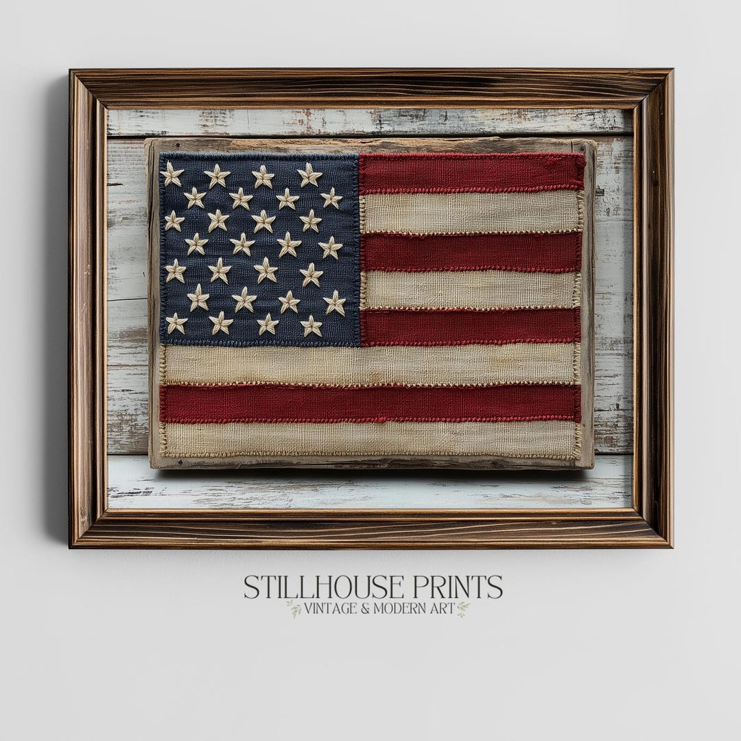 Americana Wall Printable Art for Home Decor - Vintage American Flag ...