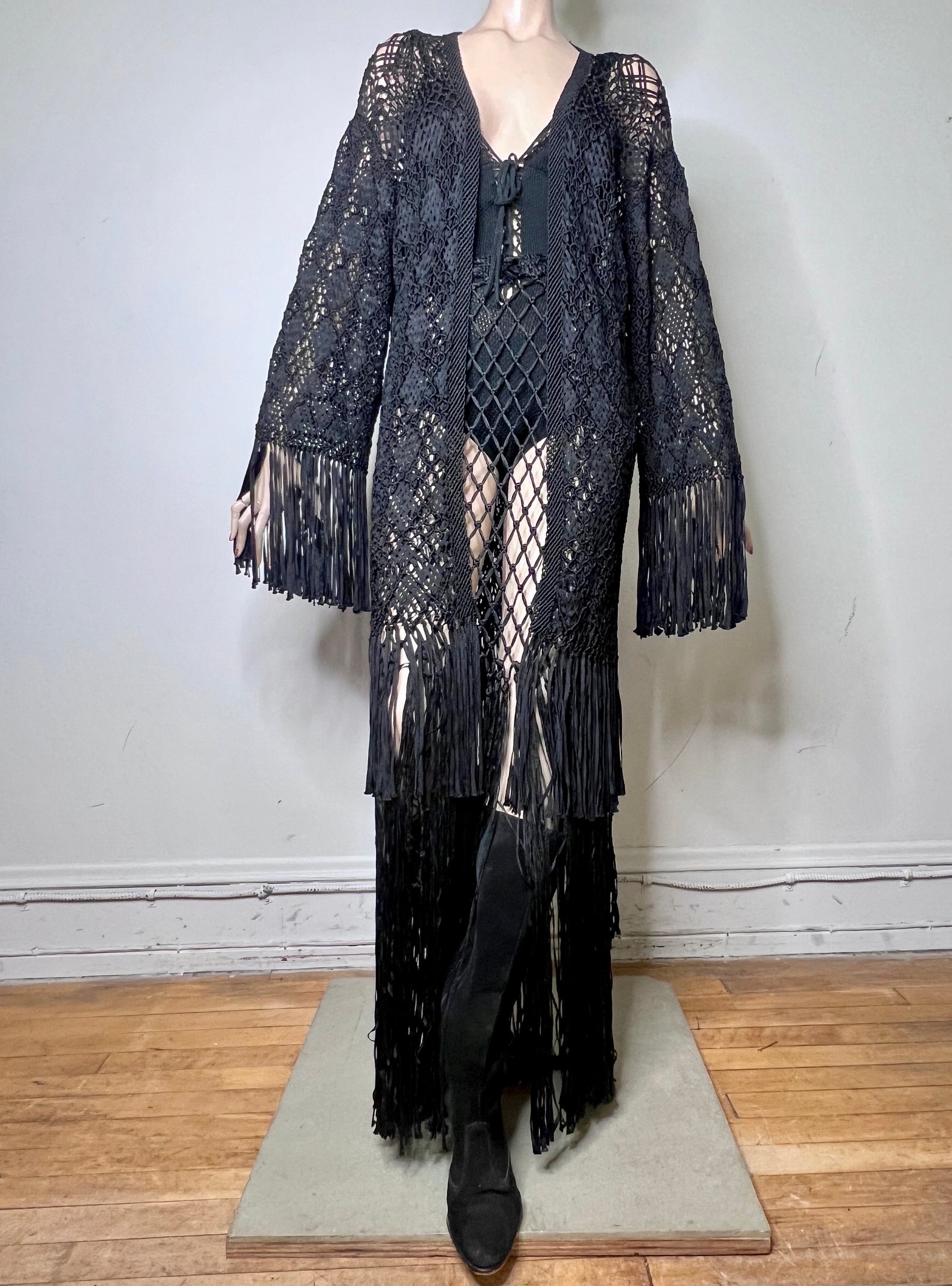 Vintage Duster, Ribbon Jacket, Macrame Jacket, Vintage Opera Coat, 70s ...