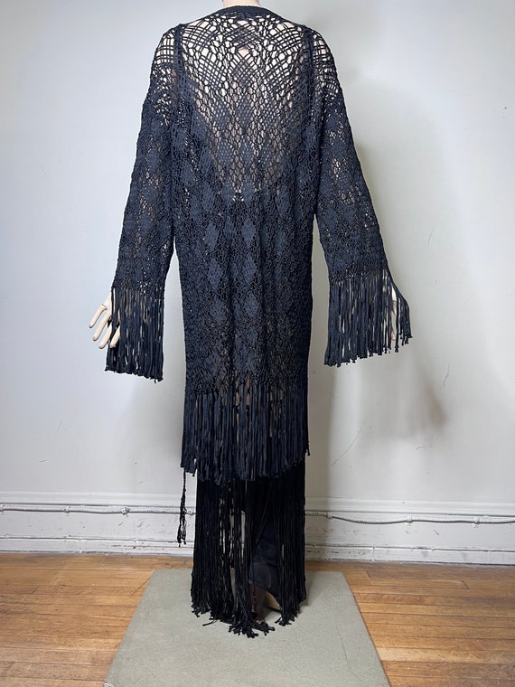 vintage duster, ribbon jacket, macrame jacket, vintag… - Gem