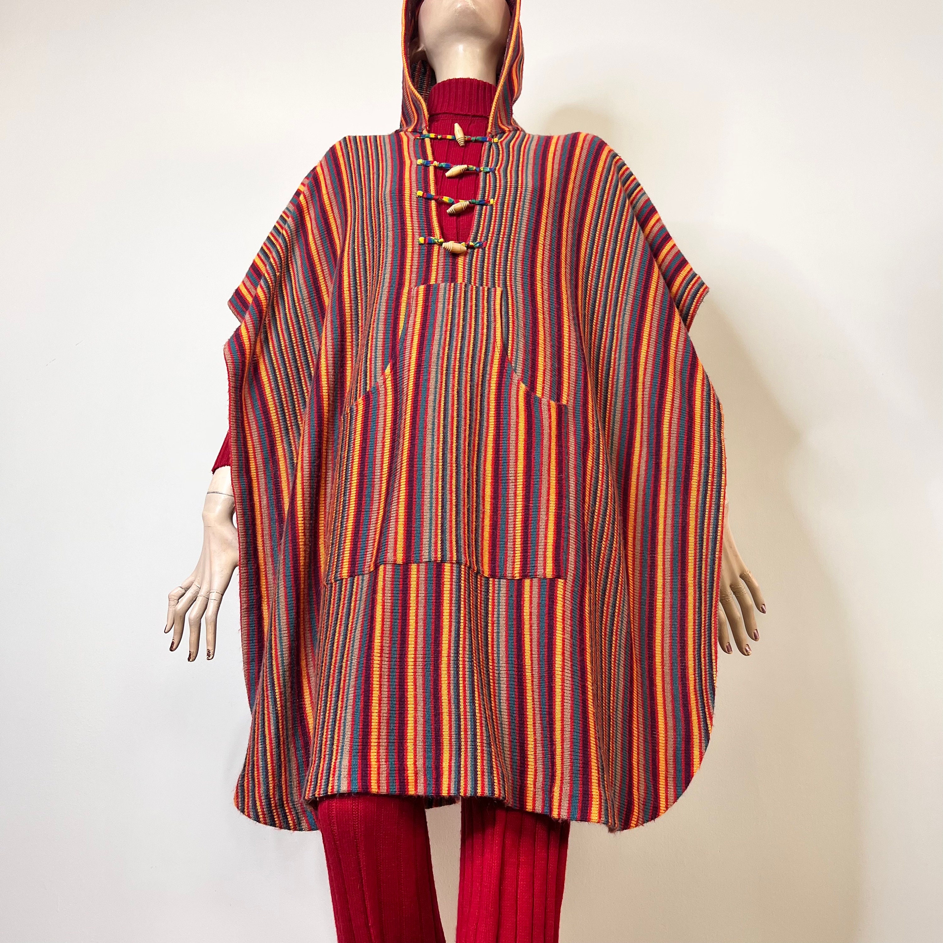 Vintage Poncho, Knit Poncho, 70s Jacket, 70s Cape, Vintage Cape ...