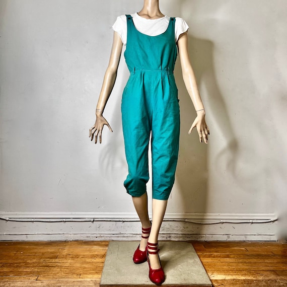 80s does 50s, vintage jumpsuit, capri jumpsuit, cotto… - Gem