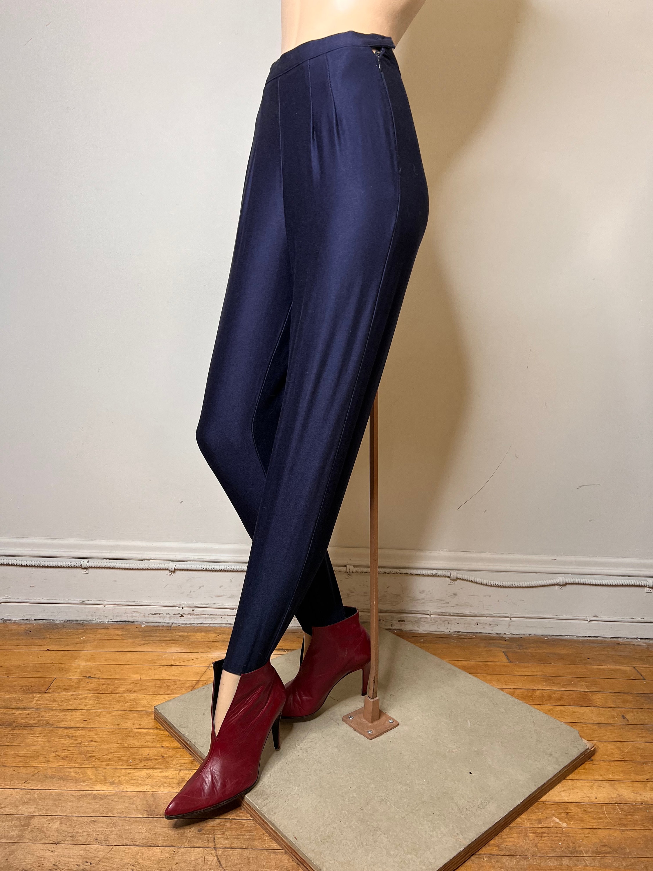 80s Leggings, 80s Pants, 80s Stirrup Pants, Navy Pants, Stretch Pants ...
