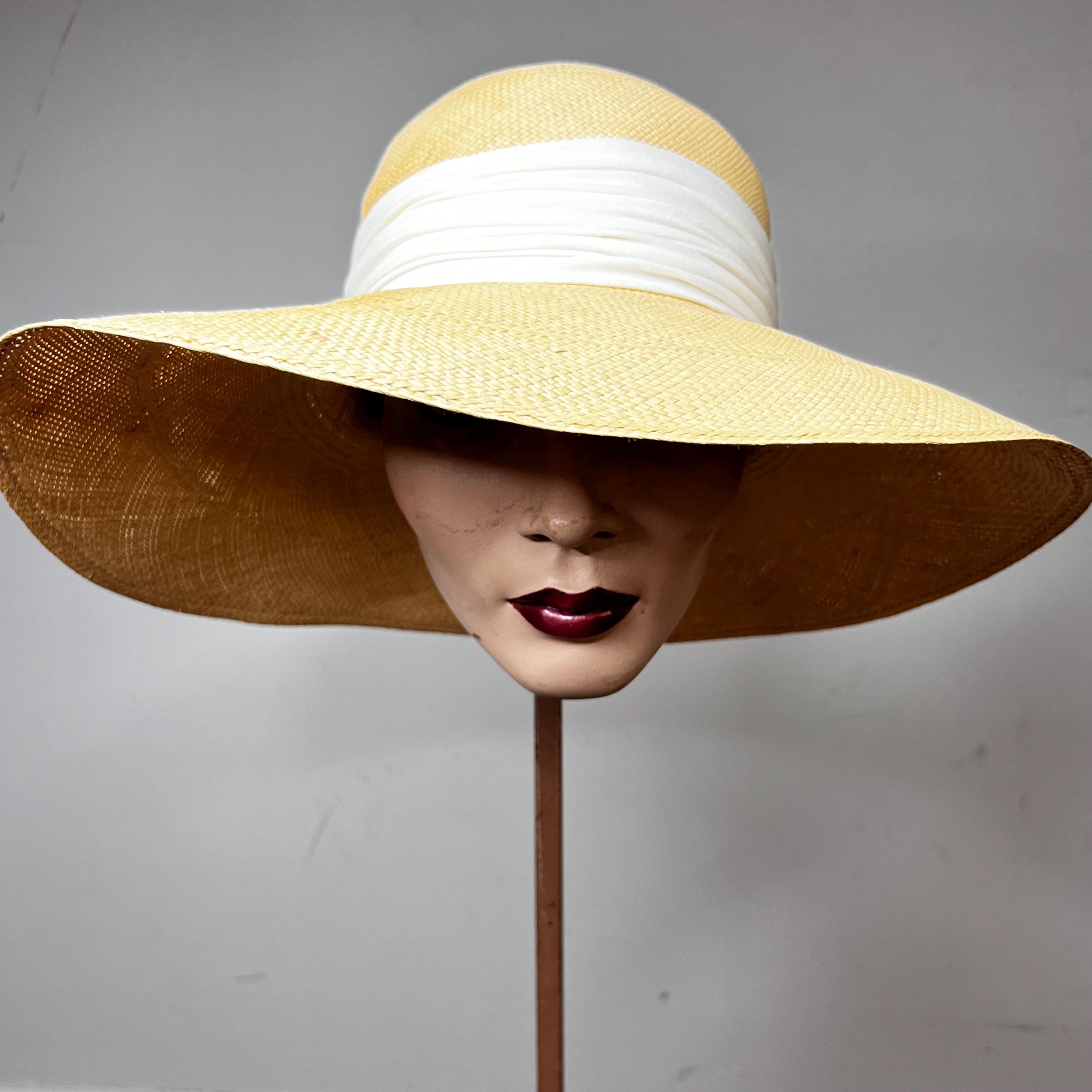 Vintage HALSTON Straw Hat, 70s HALSTON, 70s Straw Hat, Wide Brim Hat ...