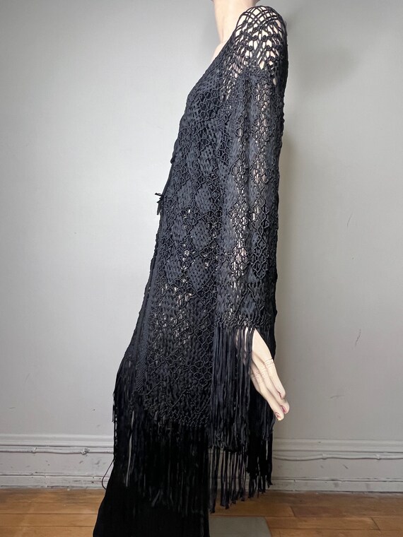 vintage duster, ribbon jacket, macrame jacket, vintag… - Gem