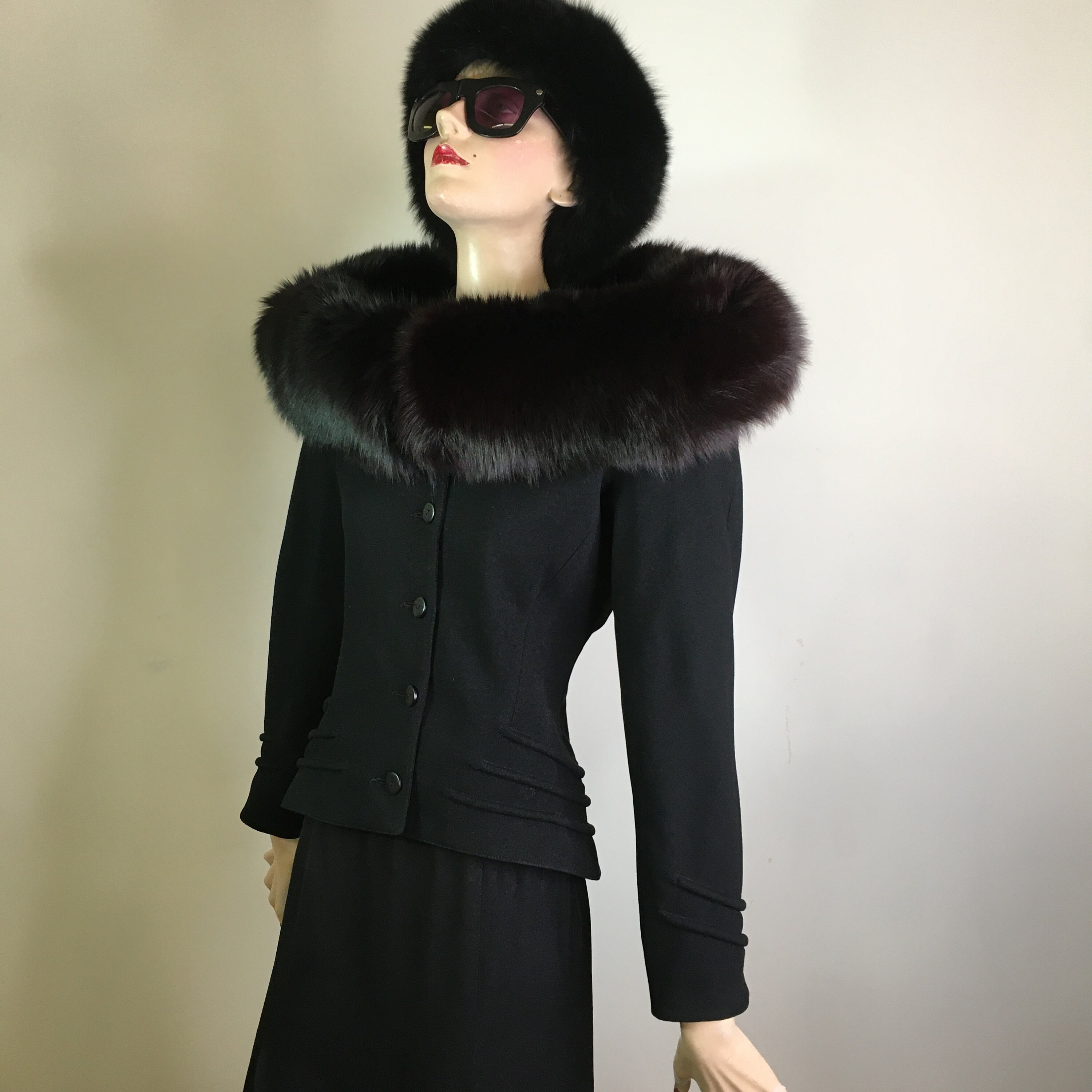 Vintage 80s Jacket, Fur Jacket, France Jacket, 40s Style Jacket, Wool ...