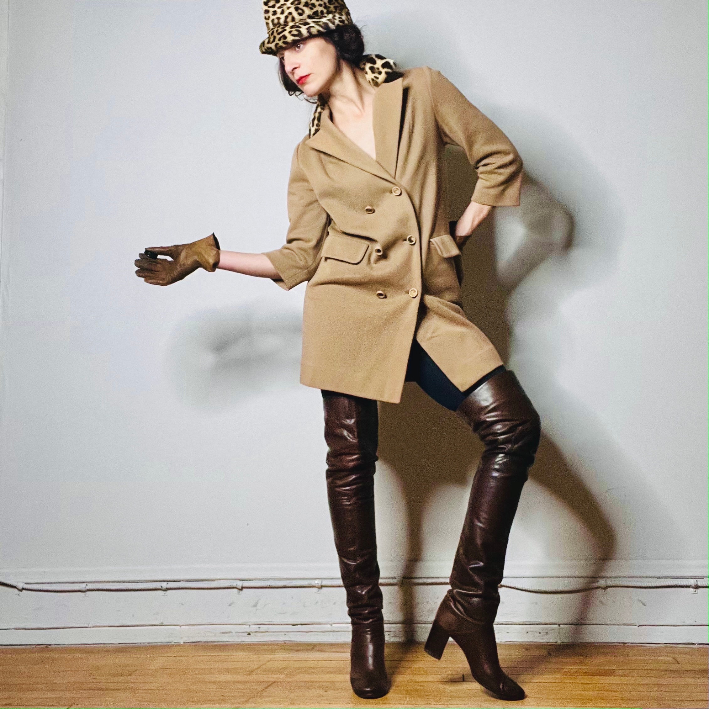 60s Boots, 70s Boots, Italy Boots, Thigh High Boots, Brown Leather ...