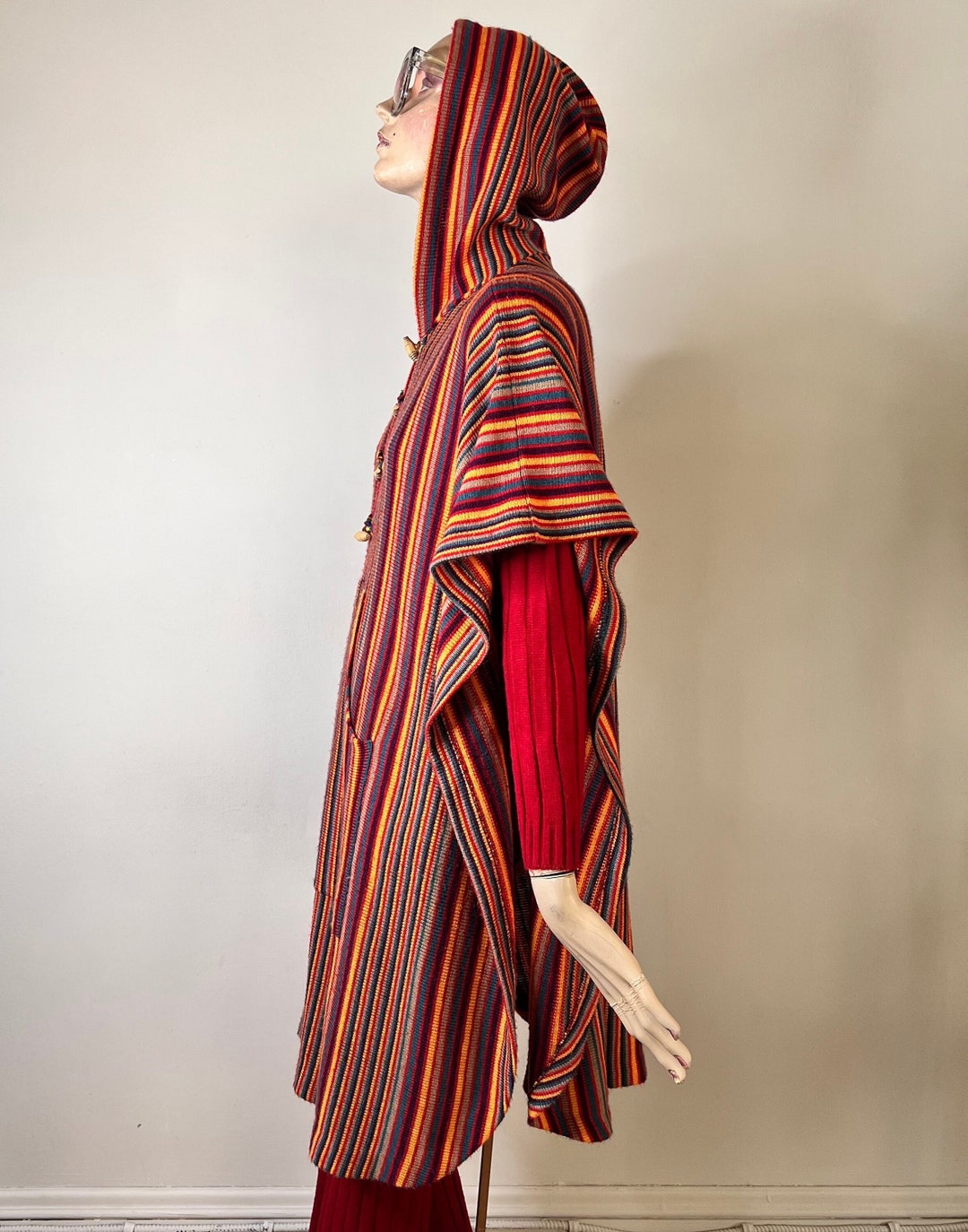 Vintage Poncho, Knit Poncho, 70s Jacket, 70s Cape, Vintage Cape ...