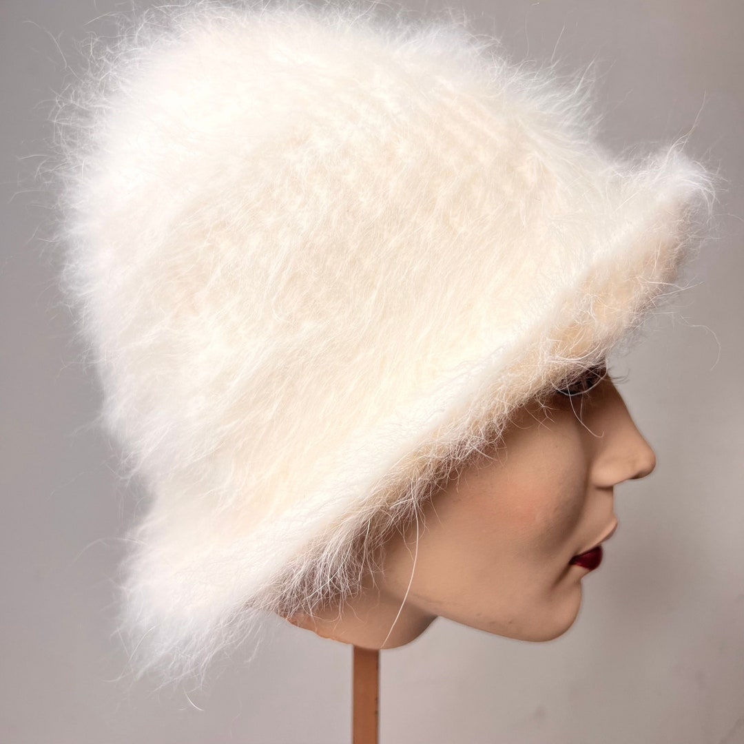 60s Hat, Fuzzy Hat, Angora Hat, Beanie Hat, Furry Hat, Knit Hat, Knit ...