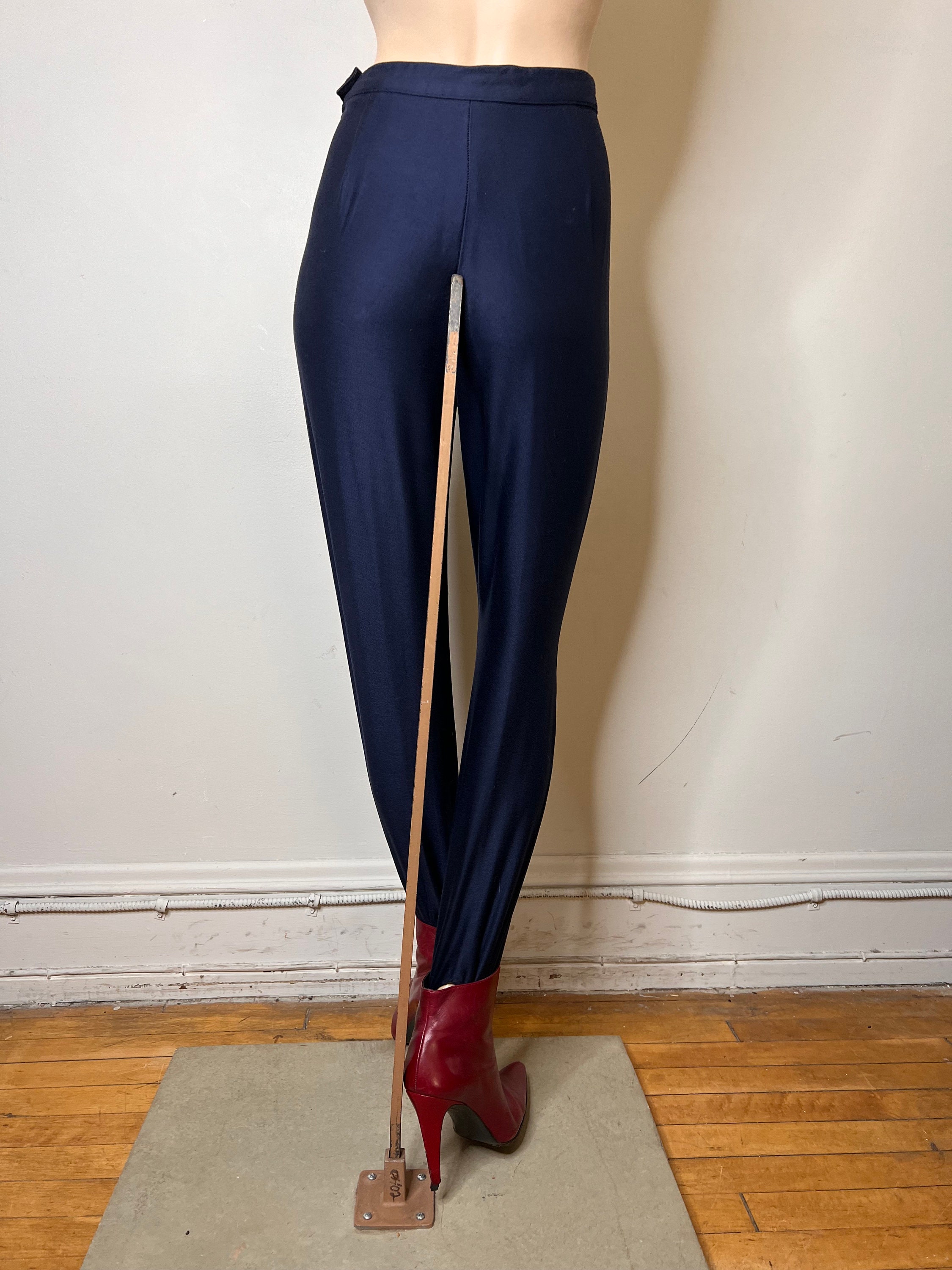 80s Leggings, 80s Pants, 80s Stirrup Pants, Navy Pants, Stretch Pants ...