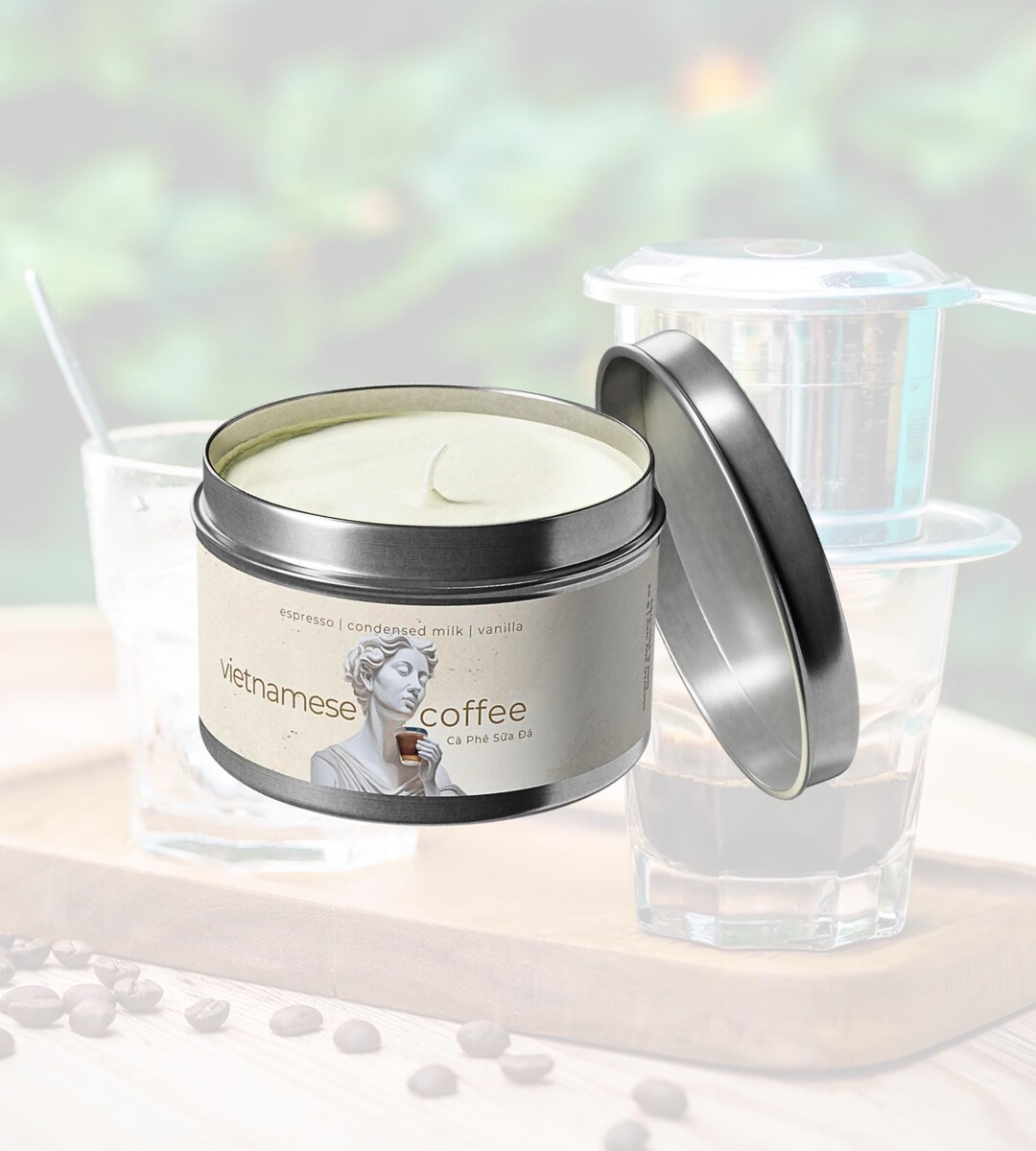 Vietnamese Coffee, Nectar of the Gods 4 Oz or 8 Oz Tin Candles in Gold ...