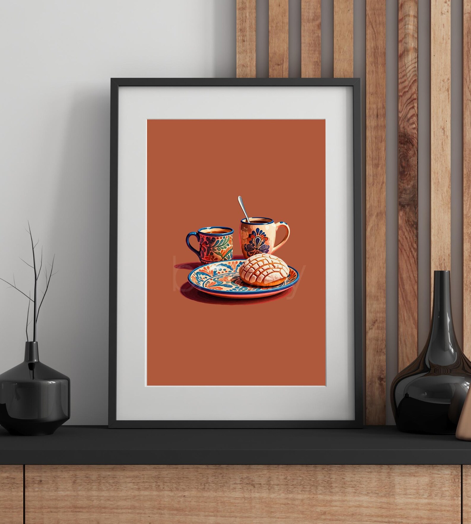 Mexican Pan Dulce Concha Modern Pop Art Retro Print, Wall Vertical ...