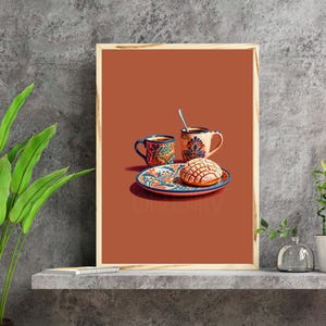 Mexican Pan Dulce Concha Modern Pop Art Retro Print, Wall Vertical ...