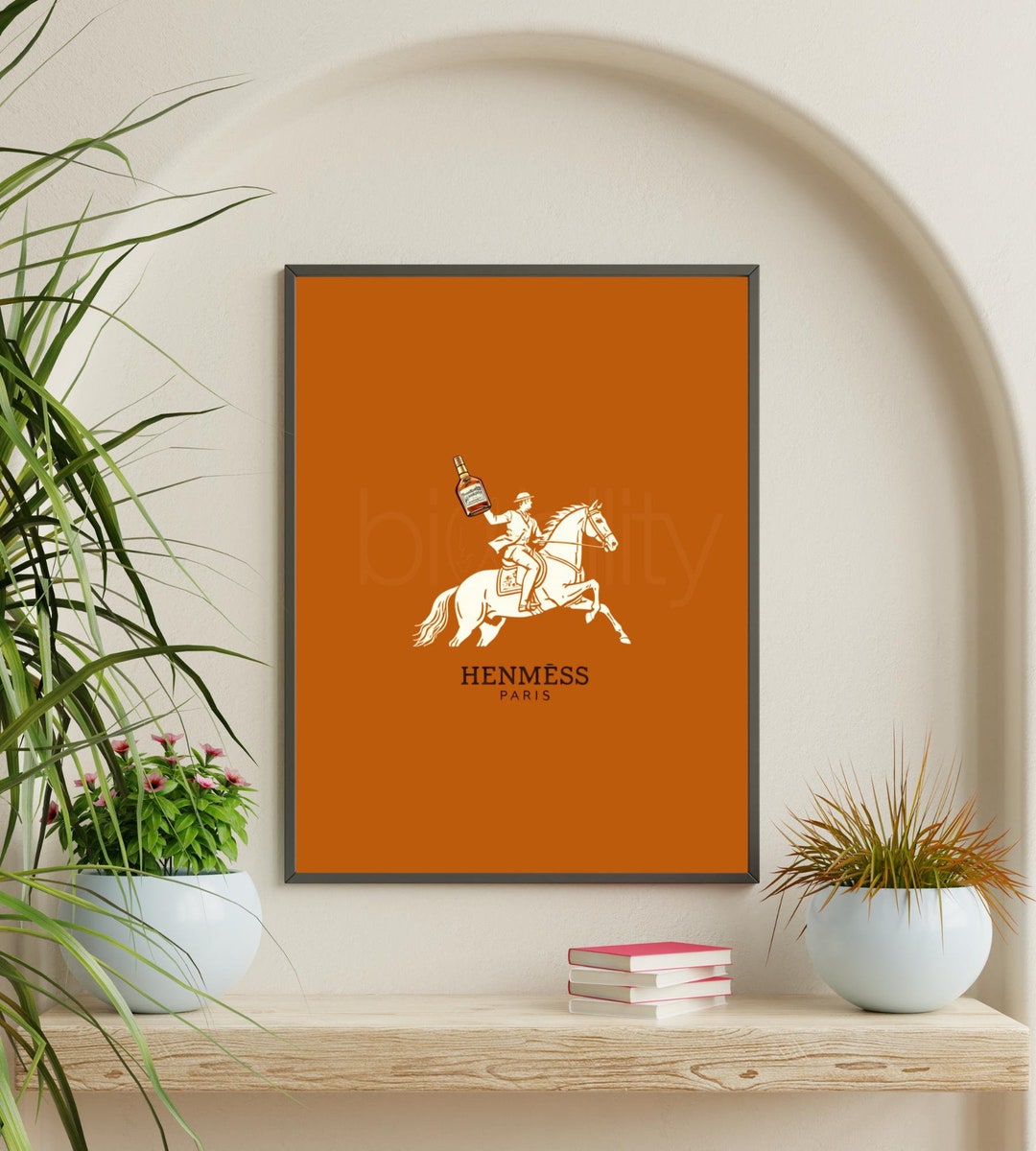 Henmes Hermes Paris Logo Hennessy Print Wall Art, Alcohol Cognac Fan ...