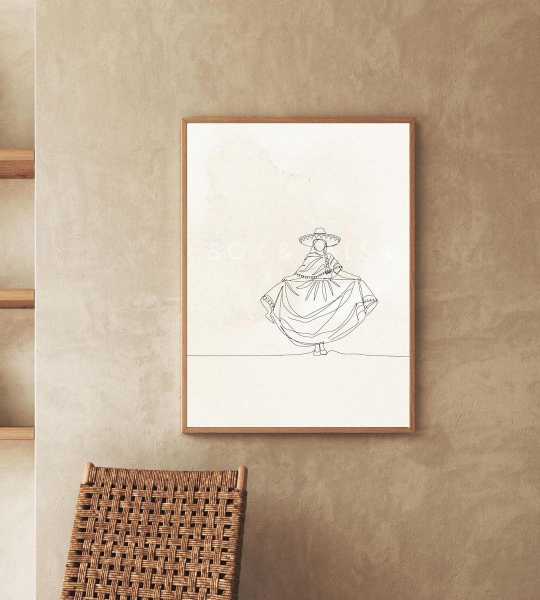 Ecuadorian Traditional Dress Continuous Line Drawing Vertical Poster ...