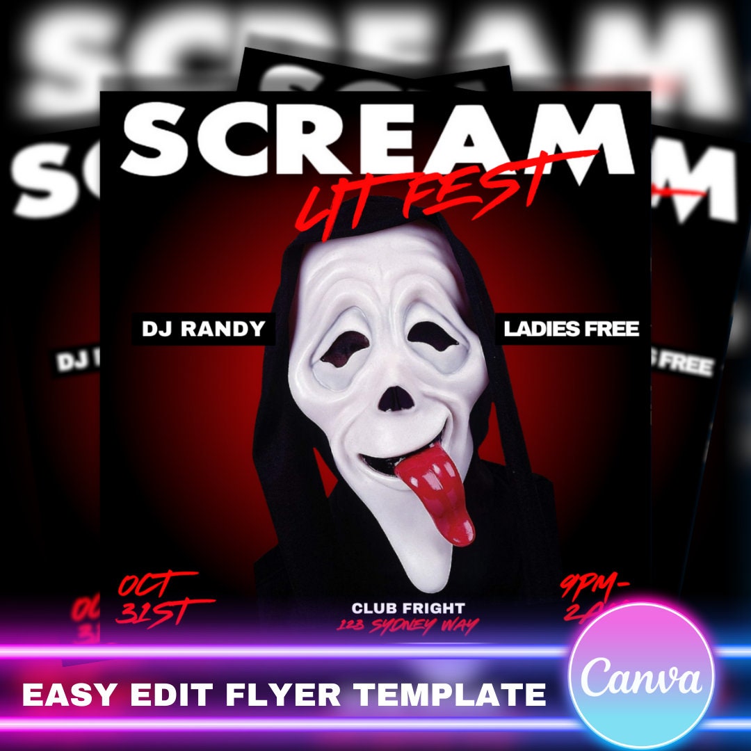 Scream Halloween Party Flyer: DIY Canva Template (digital Download) - Etsy