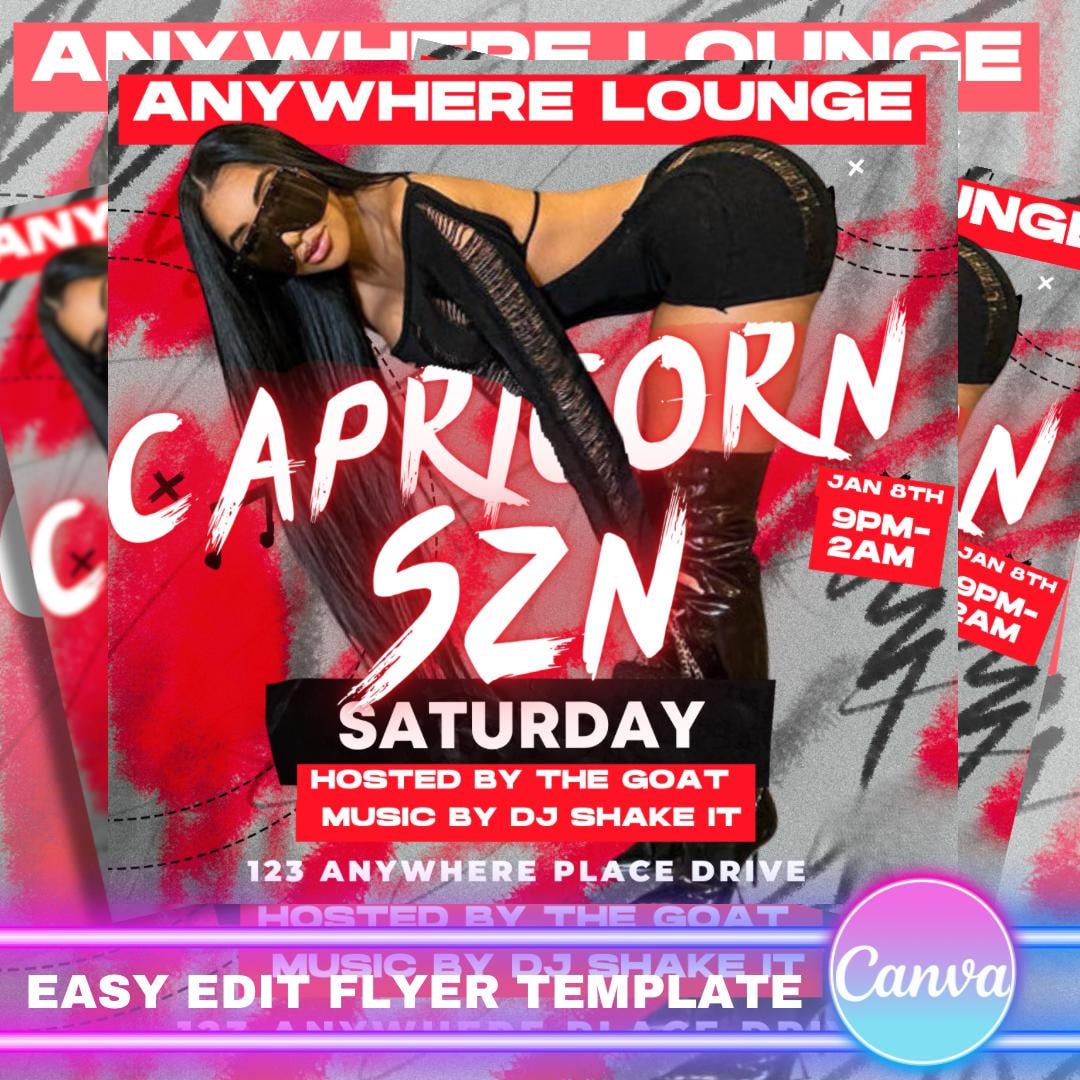 Capricorn Zodiac Party Flyer, Birthday Party Flyer, Zodiac Template ...