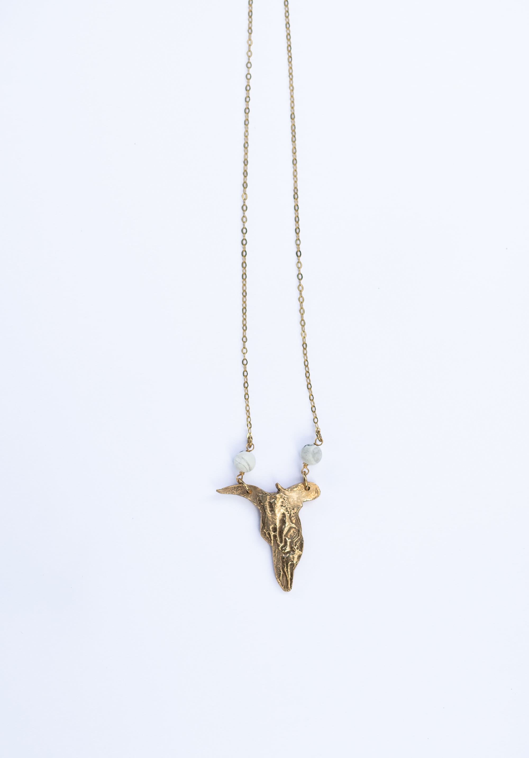 The Minotaur Bull Skull Necklace with Marbled Howlite | Etsy
