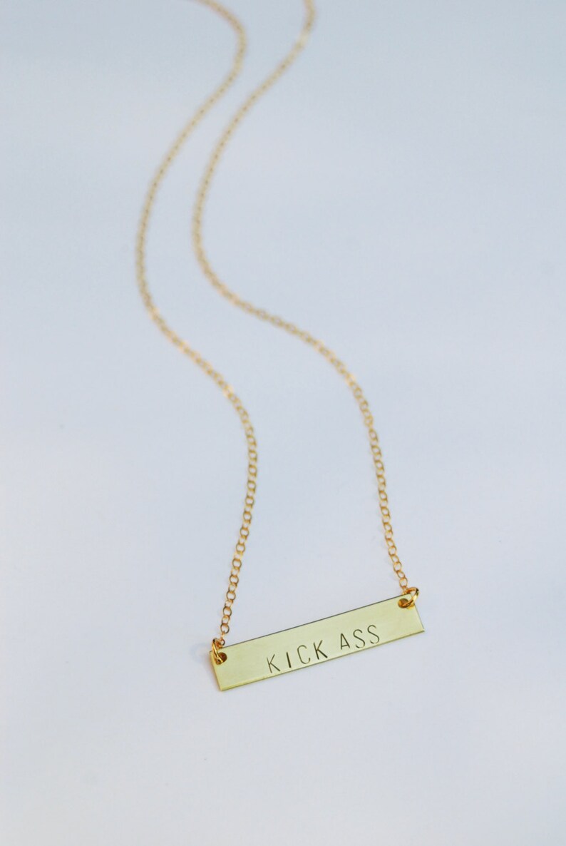 Kick Ass Stamped Bar Necklace | Etsy